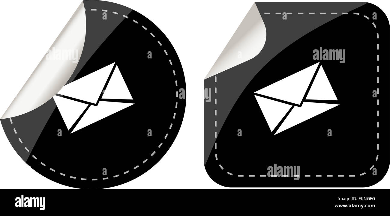 mail envelope black stickers label tag set Stock Photo - Alamy