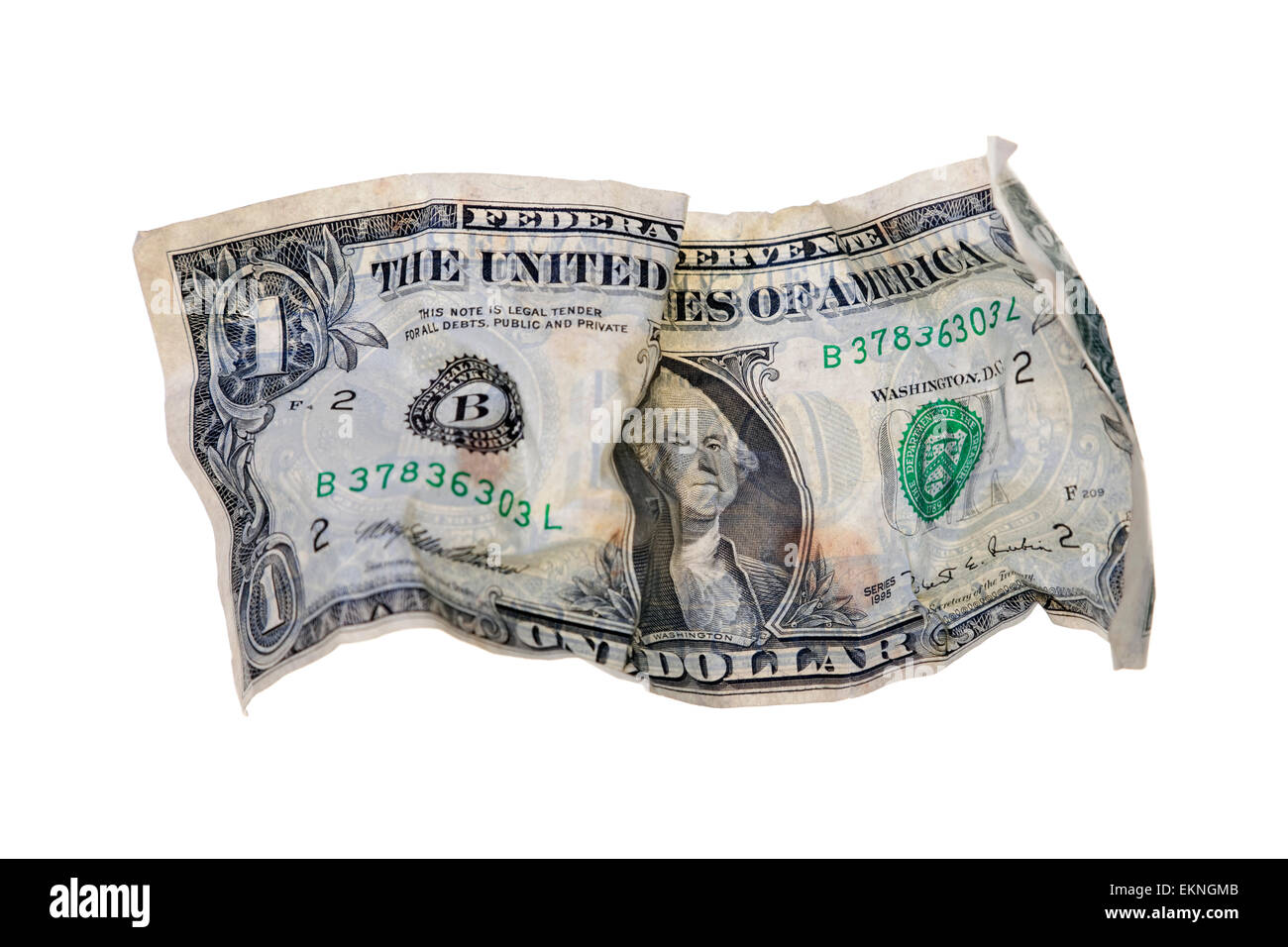 Us dollar bill crumpled hi-res stock photography and images - Alamy