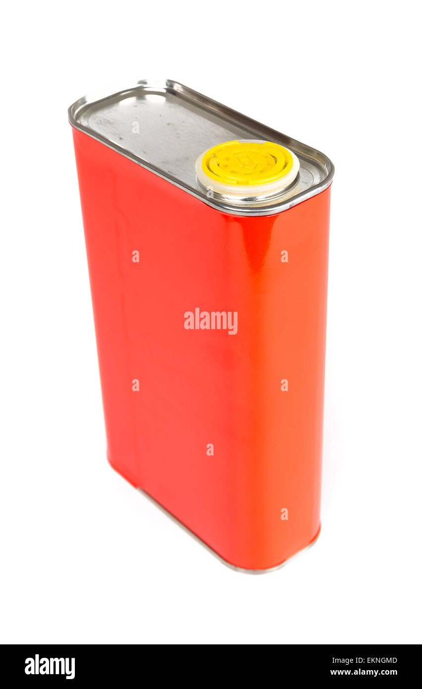 Red Oil can isolated on white Stock Photo - Alamy