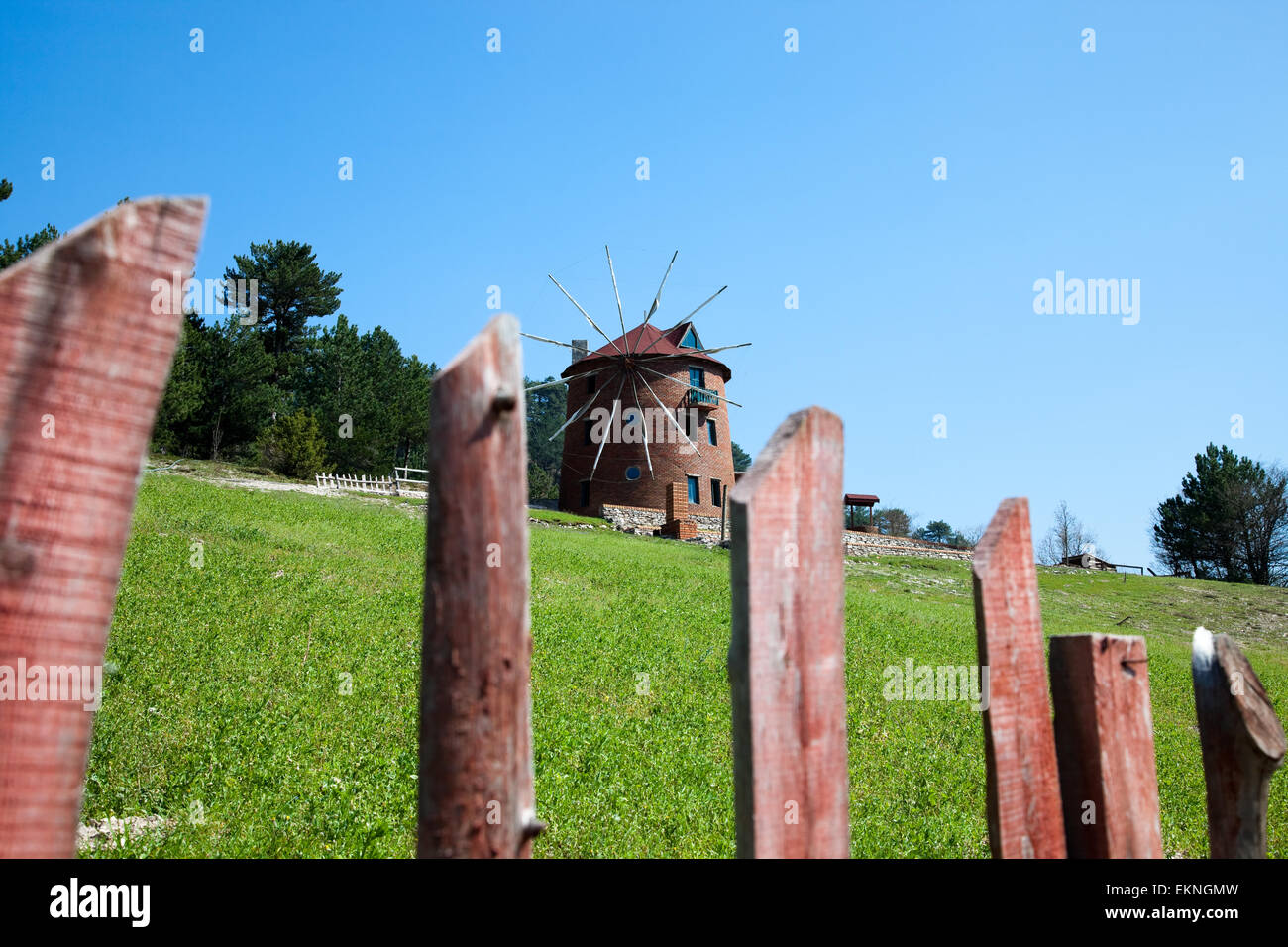Old Brick Windmill Stock Photo - Alamy
