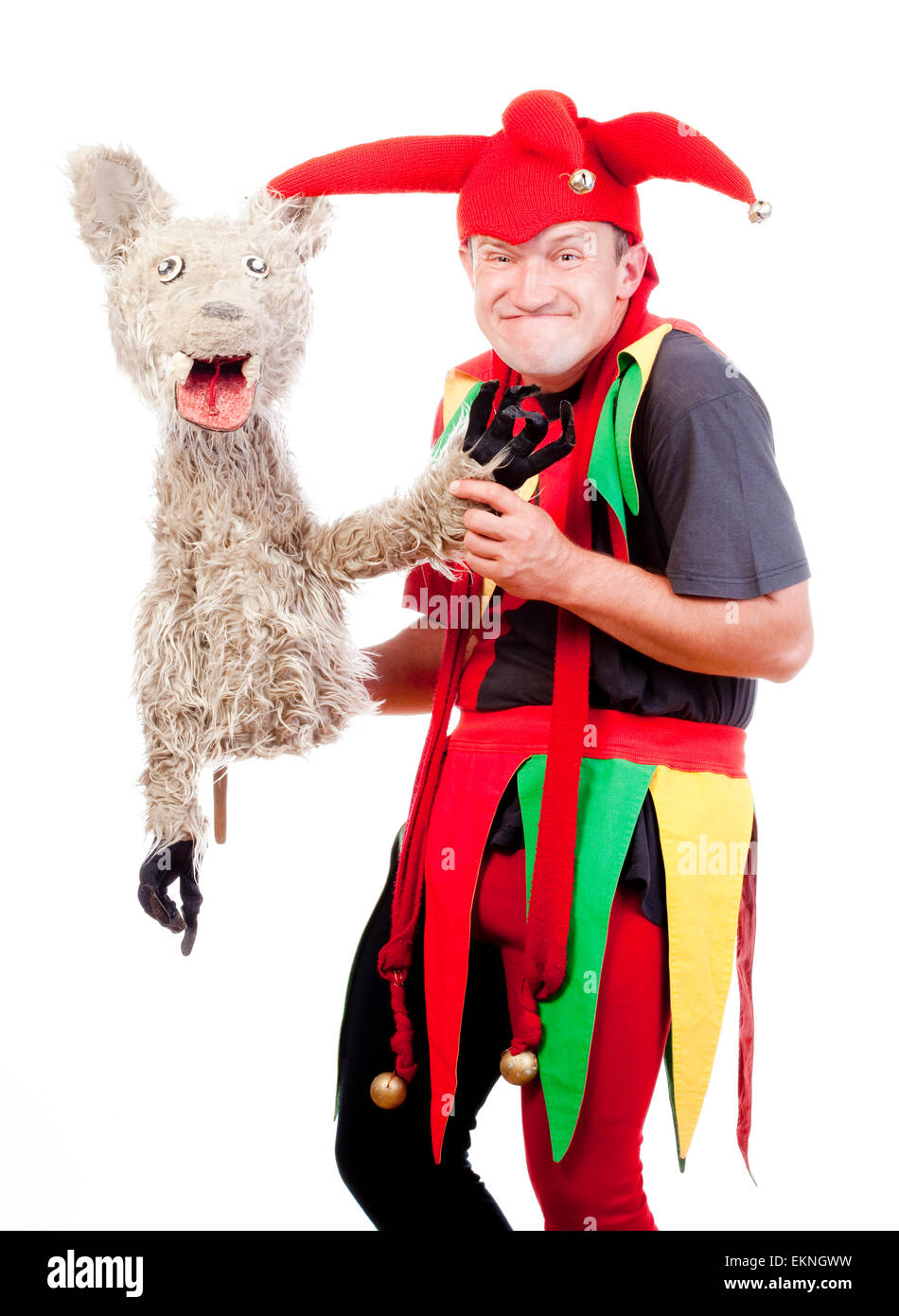 jester with a puppet Stock Photo - Alamy