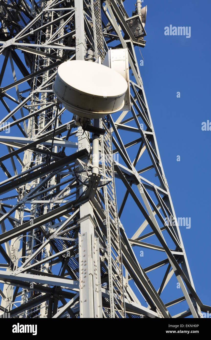Telecommunication tower against the blue sky Stock Photo - Alamy