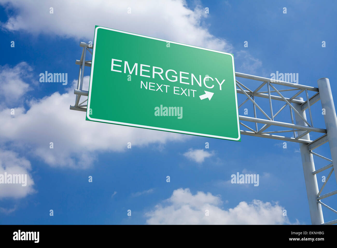 Emergency - 3D Highway Exit Sign Stock Photo - Alamy