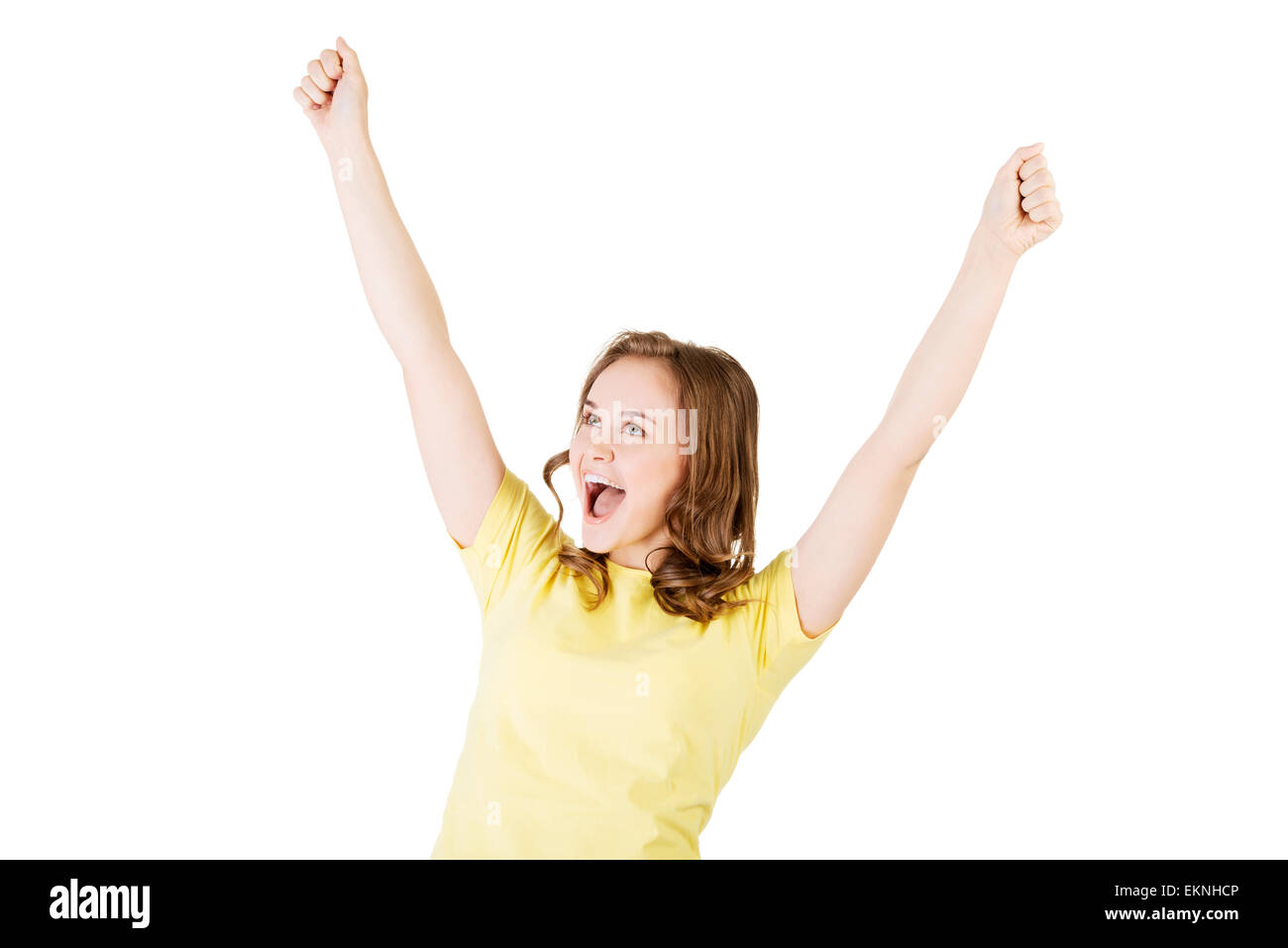 Excited happy success young woman Stock Photo - Alamy