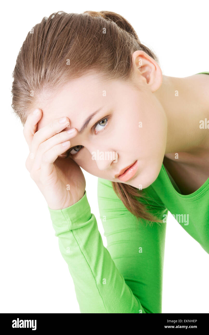 Young sad woman, have big problem or depression Stock Photo - Alamy
