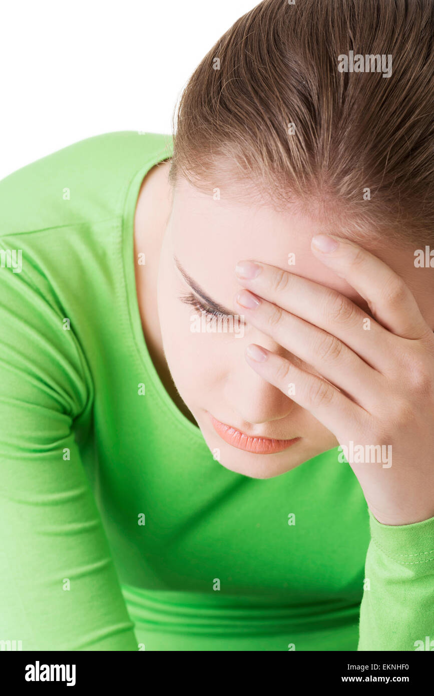 Young sad woman, have big problem or depression Stock Photo - Alamy