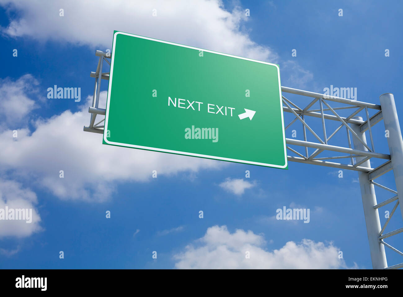 Next Exit - 3D Highway Sign Stock Photo - Alamy