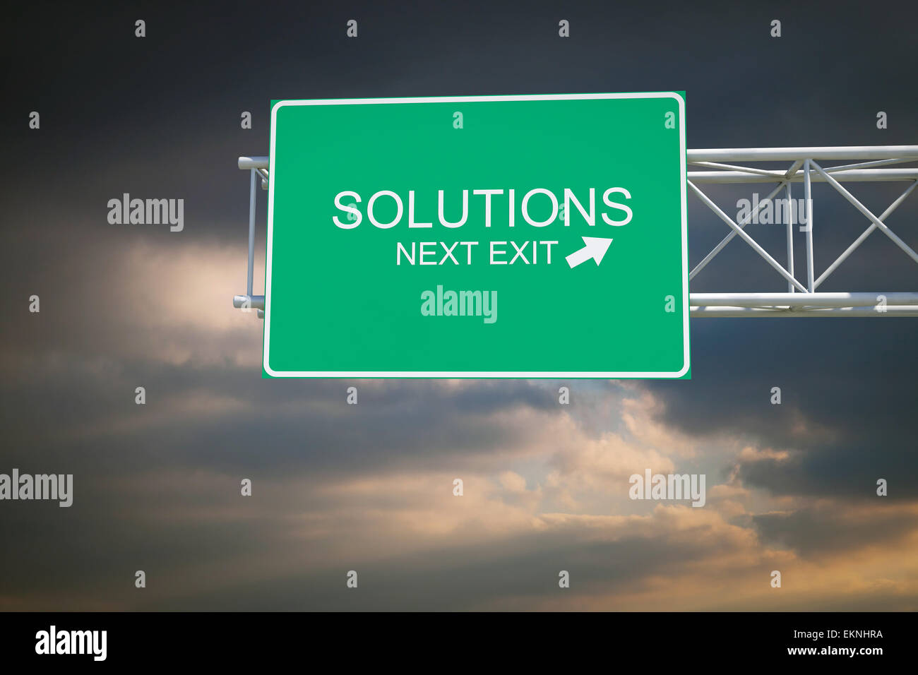 Solutions - 3D Highway Exit Sign Stock Photo - Alamy