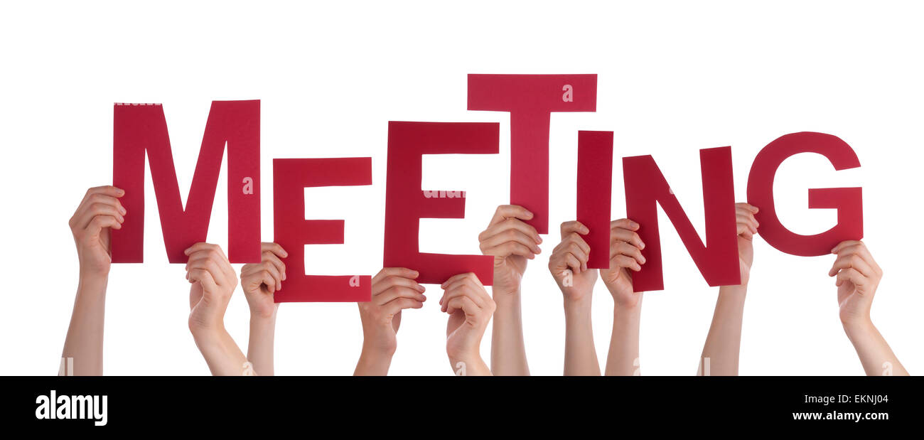 Many Caucasian People And Hands Holding Red Letters Or Characters ...