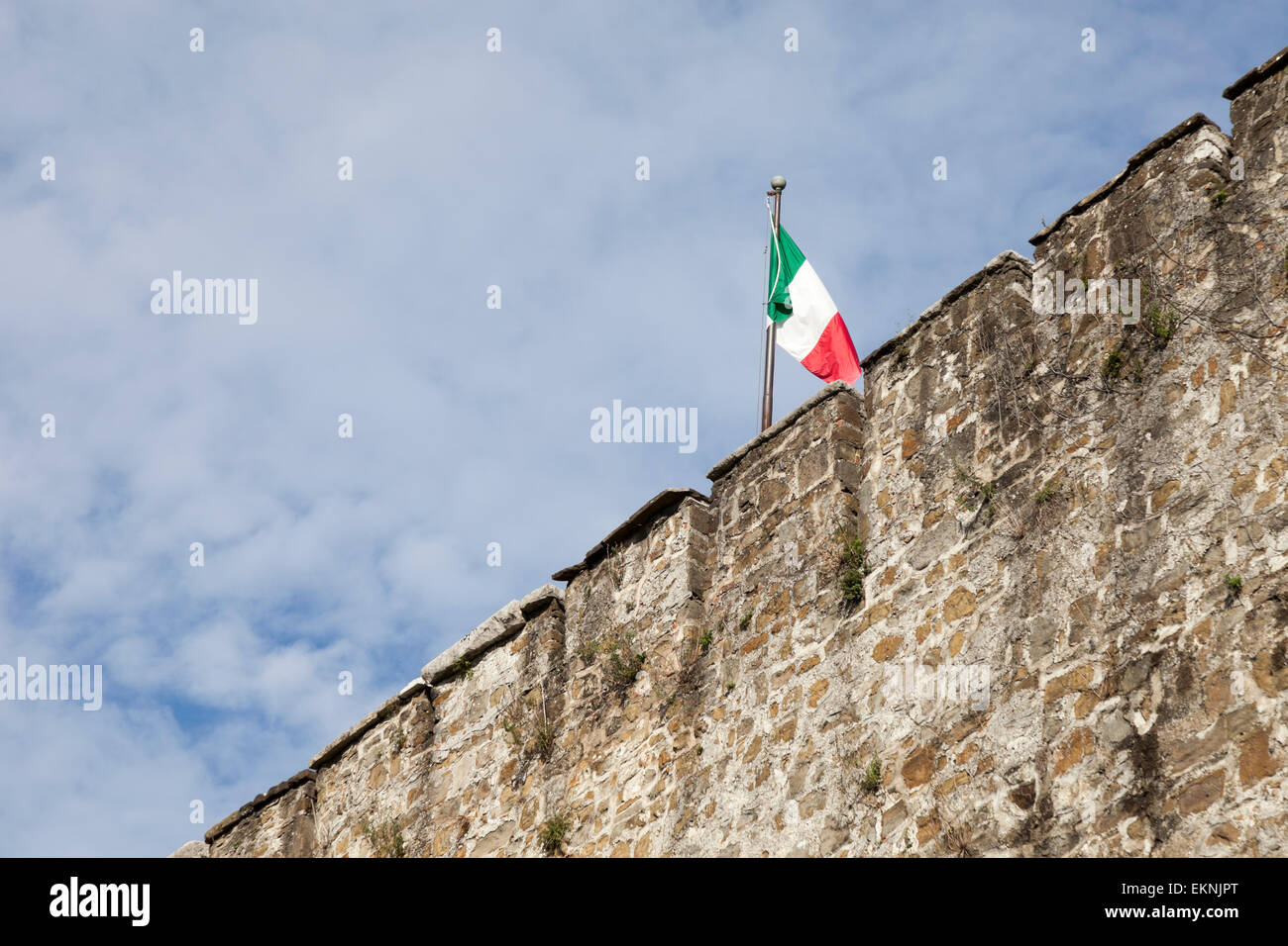 Italian flag on the walls of the Castle of Gorizia Stock Photo - Alamy