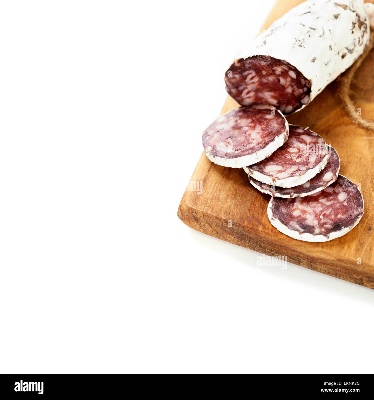 traditional sliced meat sausage salami on wooden board Stock Photo - Alamy