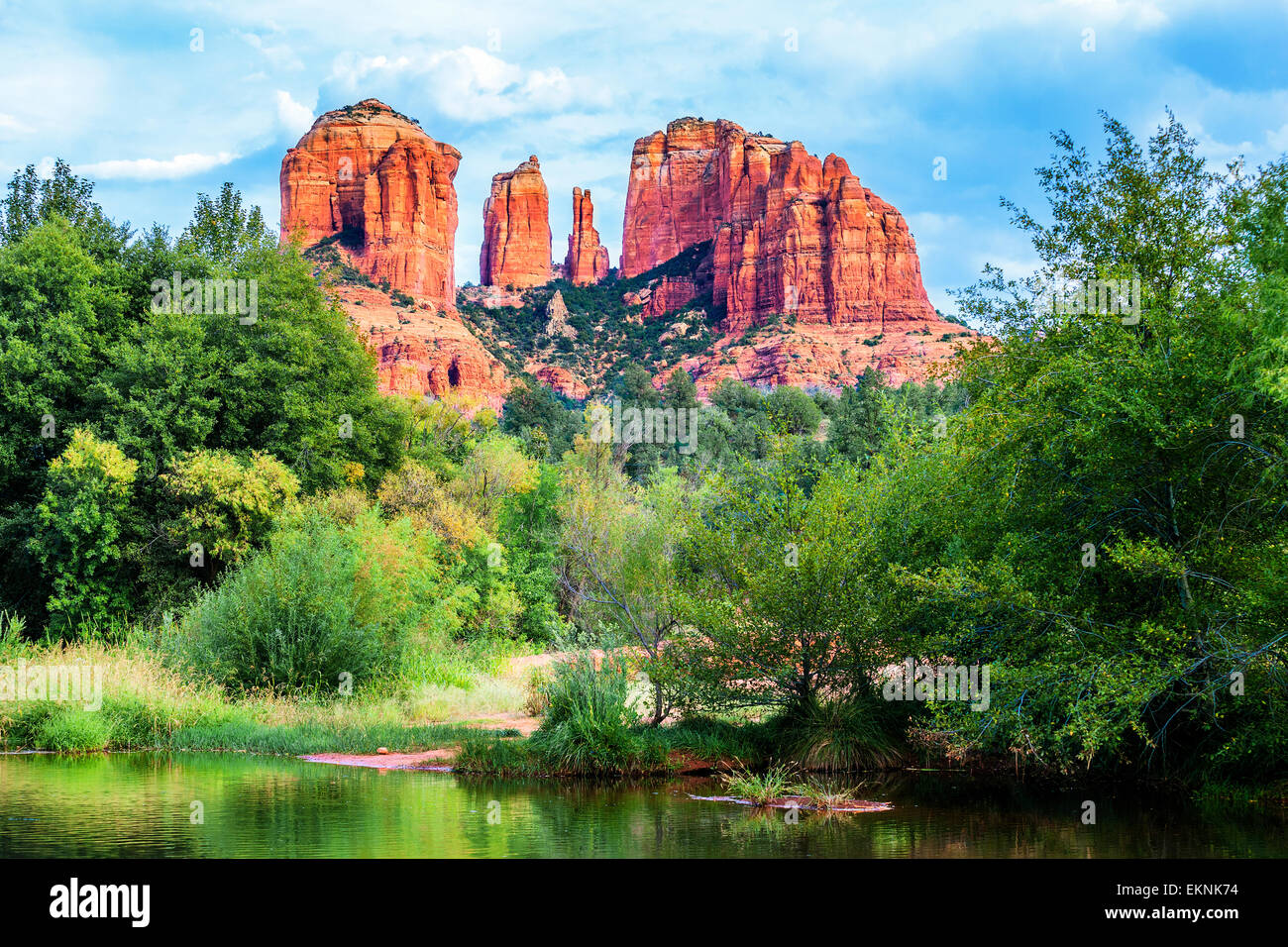 Sedona arizona cathedral rock sunset reflection hi-res stock ...