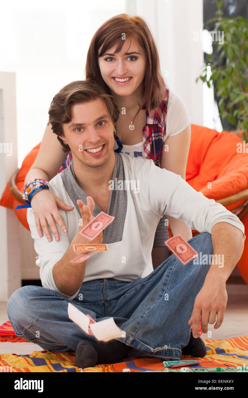 Young beautiful couple at home Stock Photo - Alamy