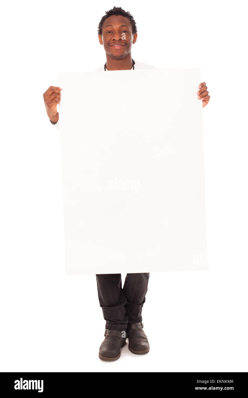 Handsome black guy with empty table Stock Photo - Alamy