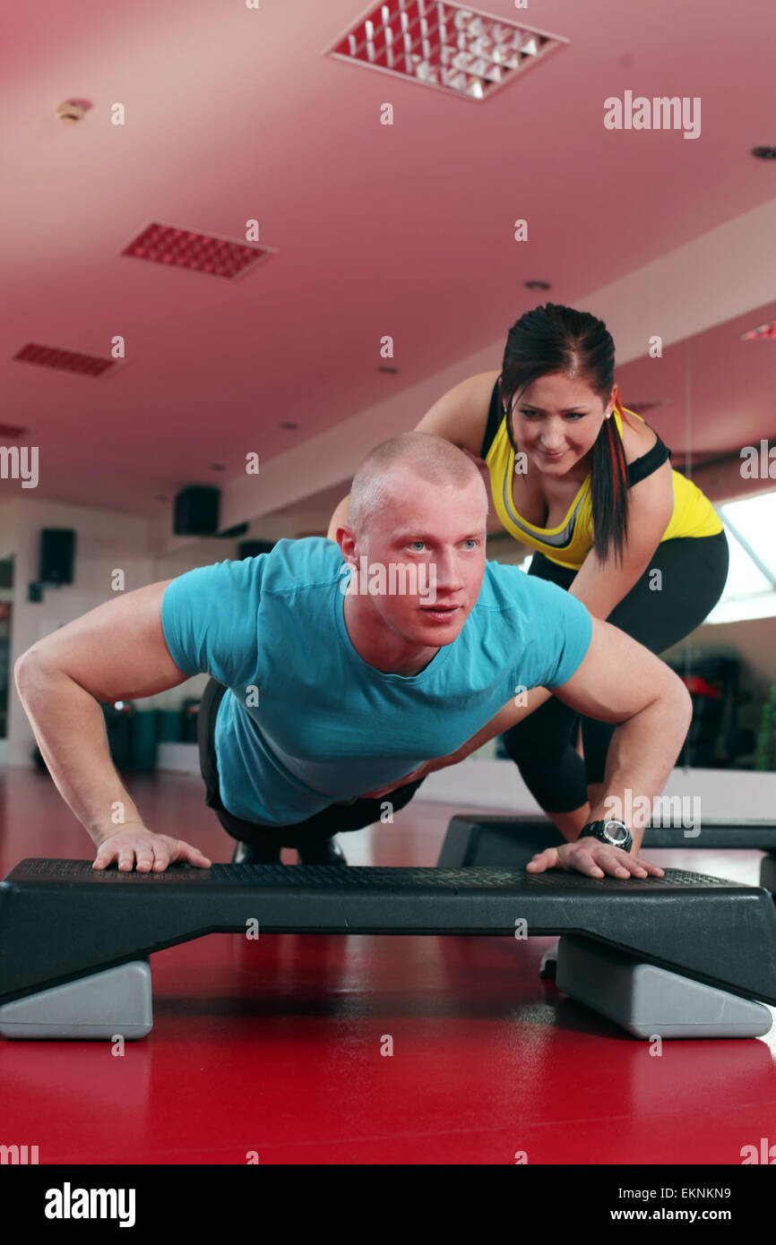 Young caucasian couple working out Stock Photo - Alamy