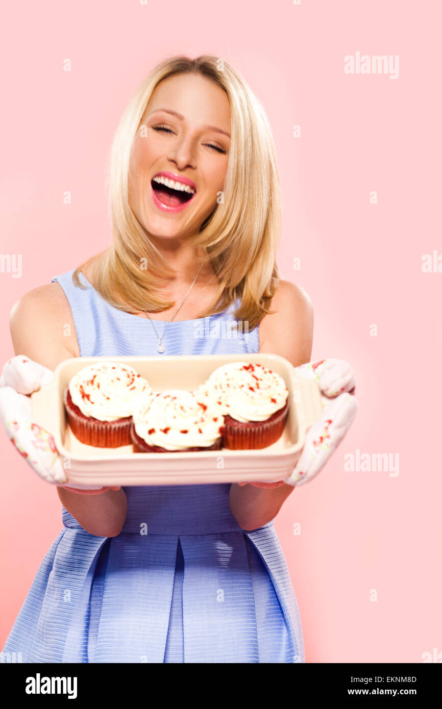 happy woman with cakes Stock Photo - Alamy