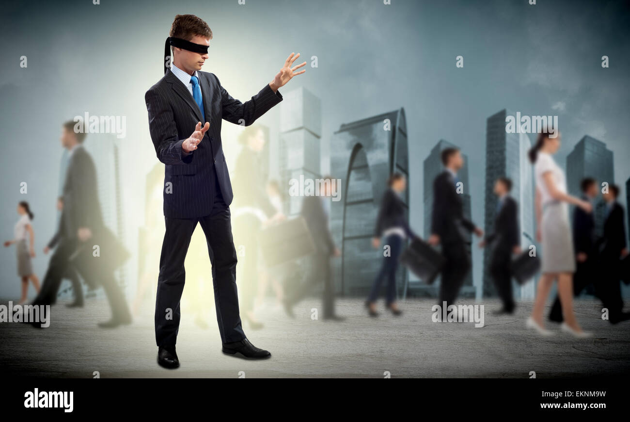 young blindfolded man Stock Photo - Alamy