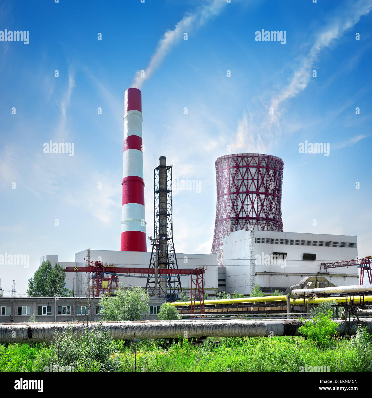 Station and smoke stack Stock Photo - Alamy