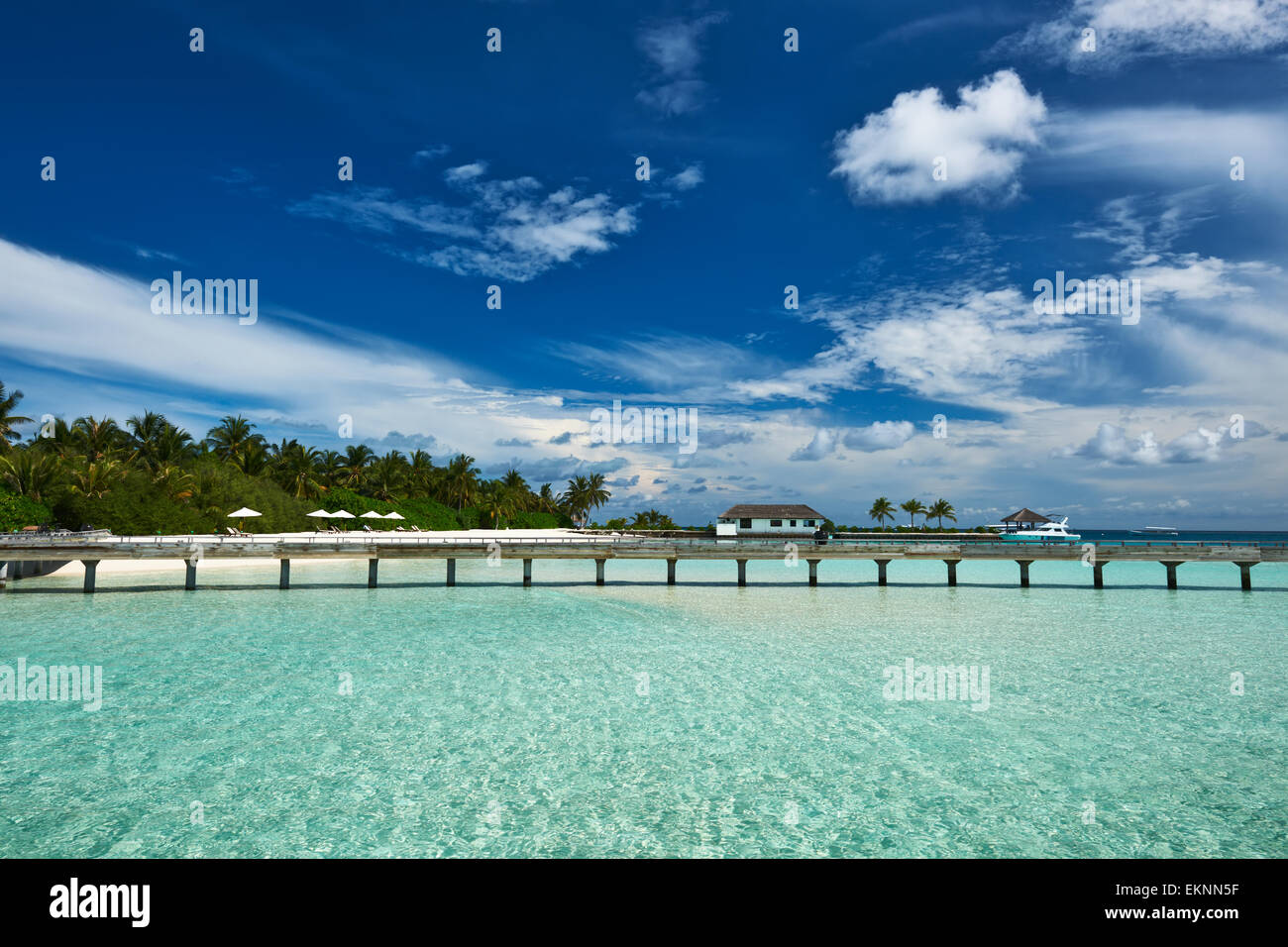 Beautiful beach with jetty Stock Photo - Alamy
