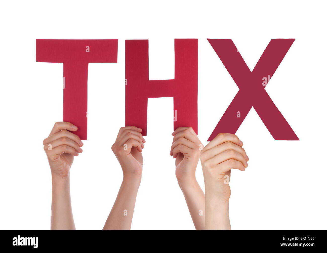 Many Caucasian People And Hands Holding Red Straight Letters Or ...