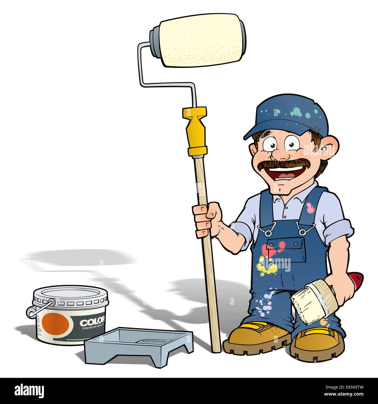 Handyman - Paint Roll Painter Blue Stock Photo - Alamy