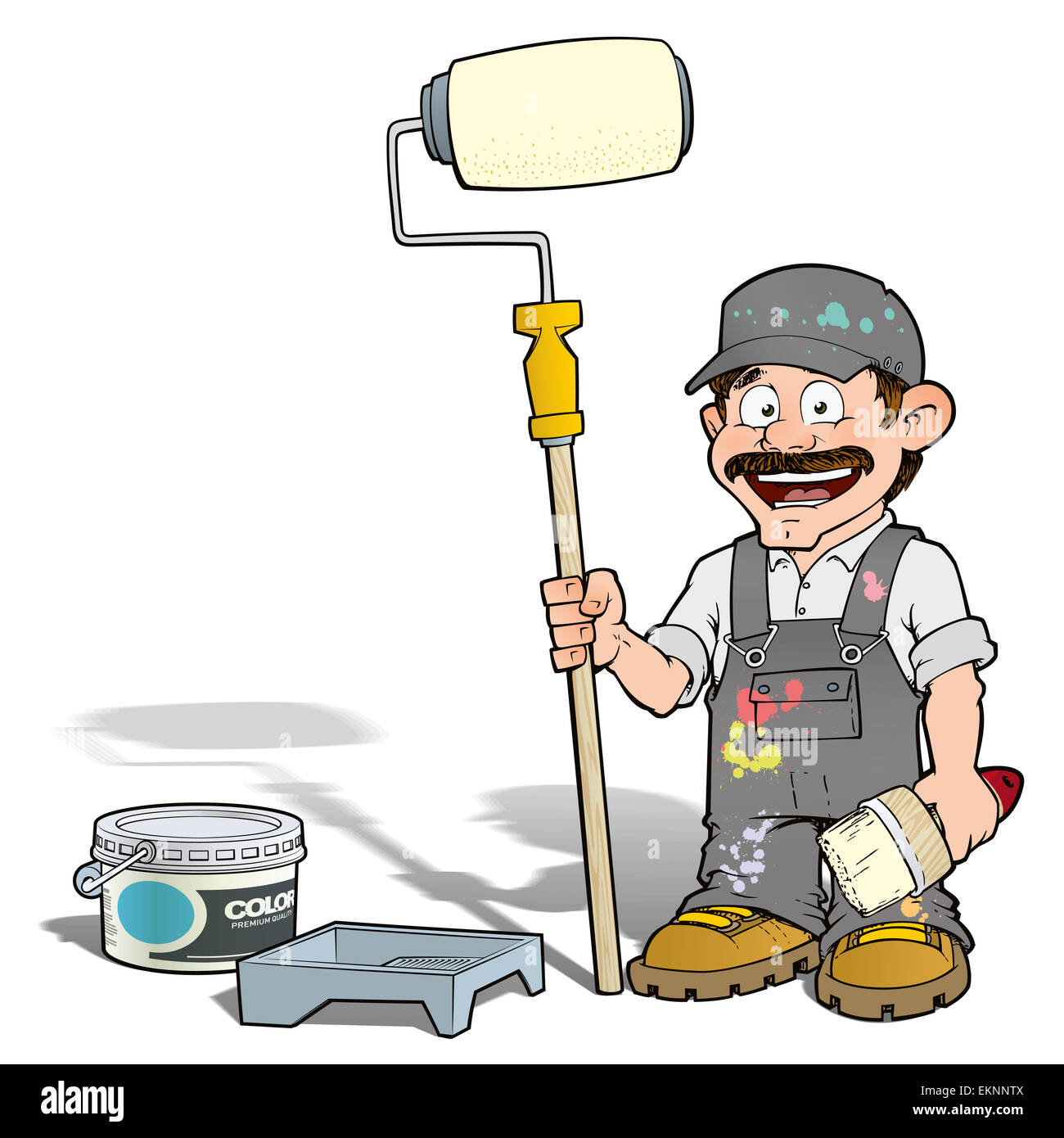 Painter man work bucket Cut Out Stock Images & Pictures - Alamy