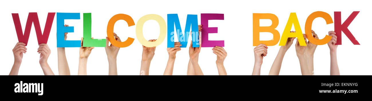 Many Caucasian People And Hands Holding Colorful Straight Letters Or ...