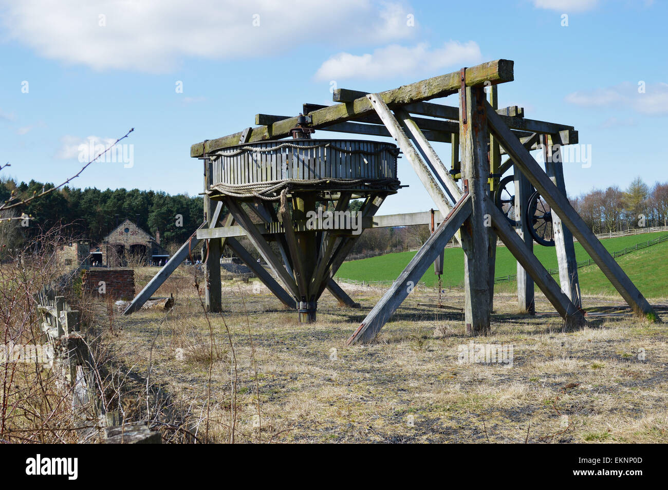 Old mining machinery at Beamish Open Air Museum, County Durham Stock ...