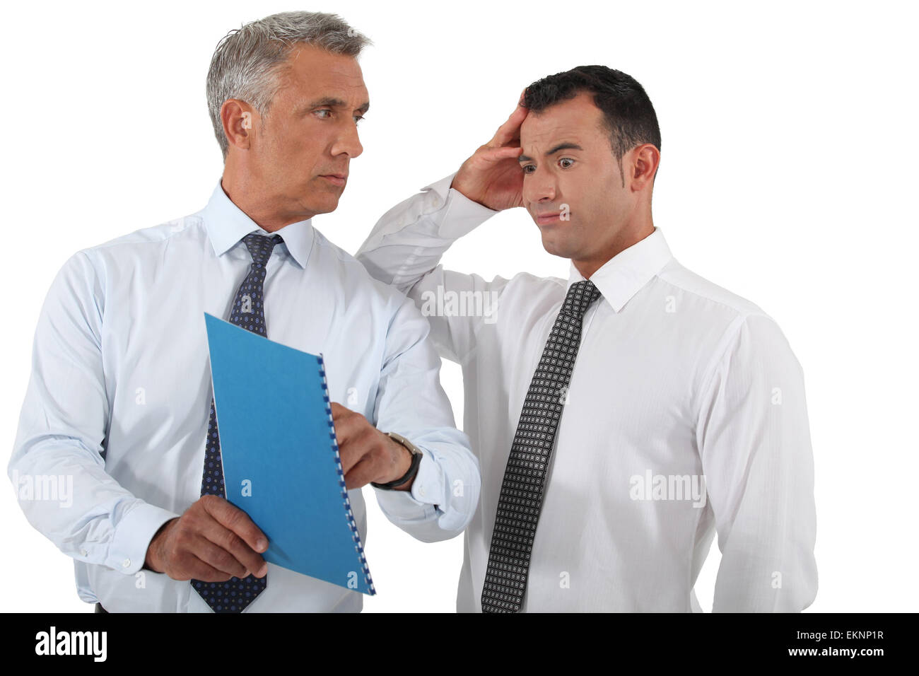 Boss reprimanding his employee Stock Photo - Alamy