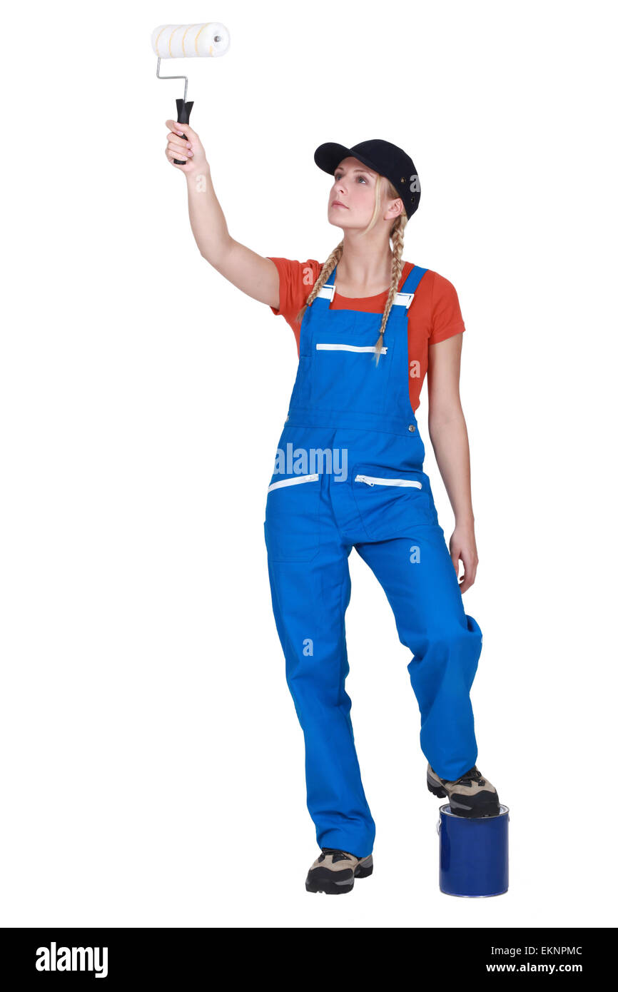 Painting with a roller Cut Out Stock Images & Pictures - Alamy