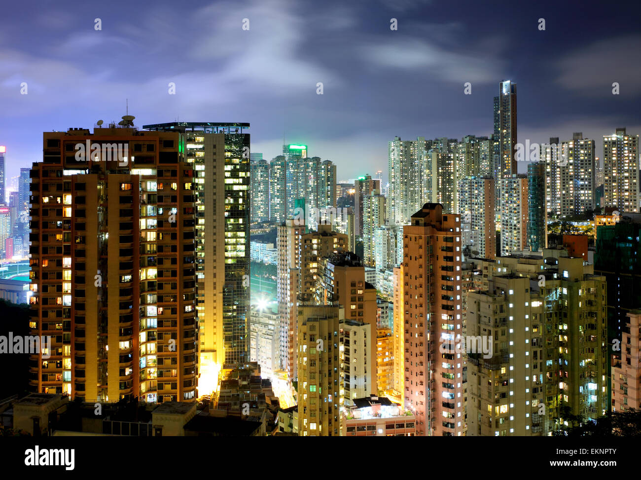 Residential building at night Stock Photo - Alamy