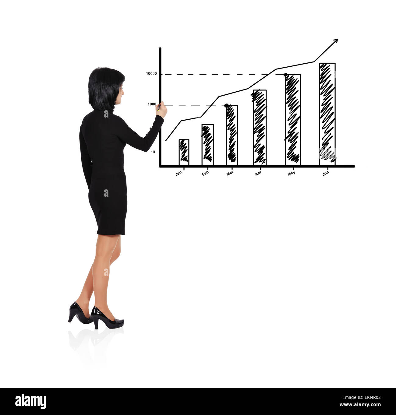 woman drawing graph Stock Photo - Alamy