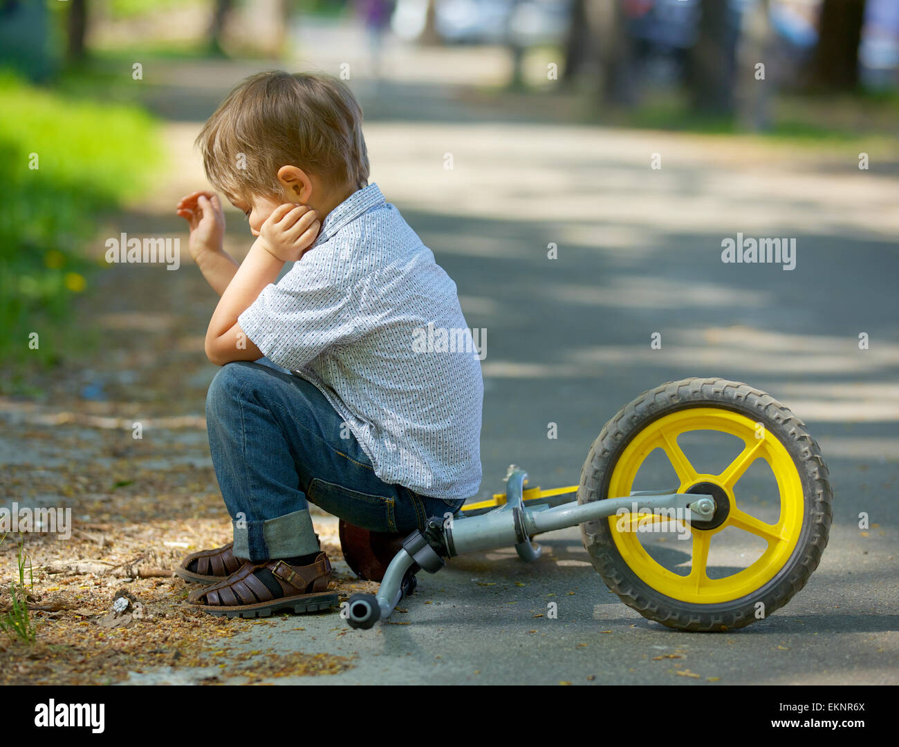 Little boy on a bicycle Stock Photo - Alamy