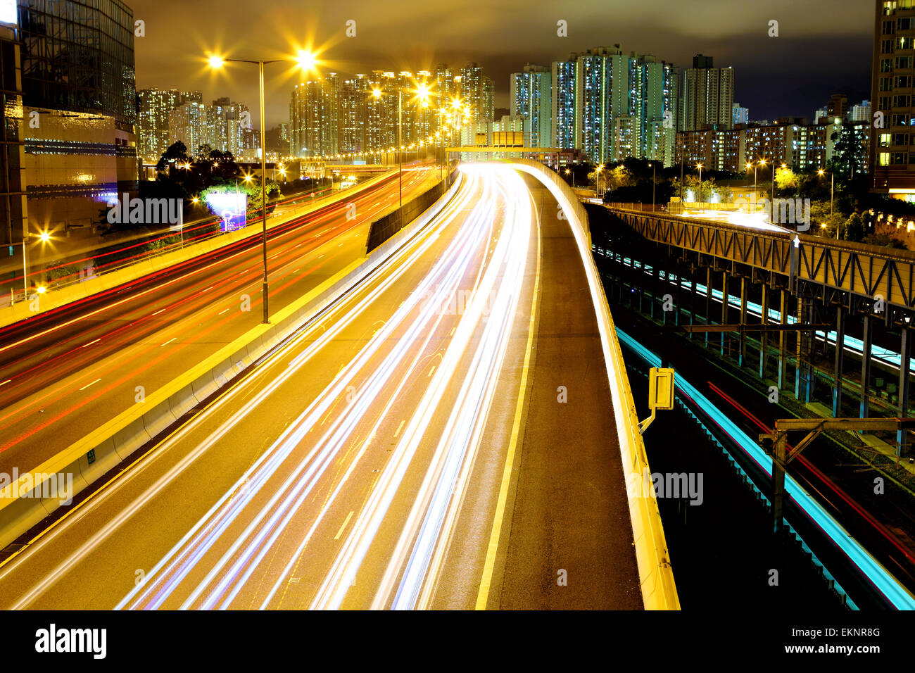 Traffic trail on highway Stock Photo - Alamy