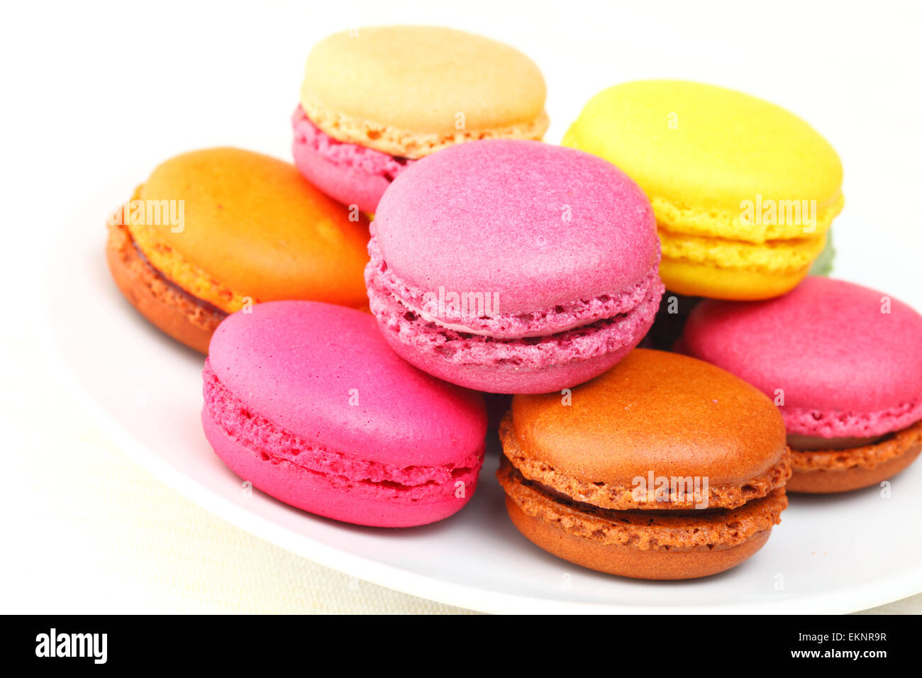 Colorful macaron on the plate Stock Photo - Alamy