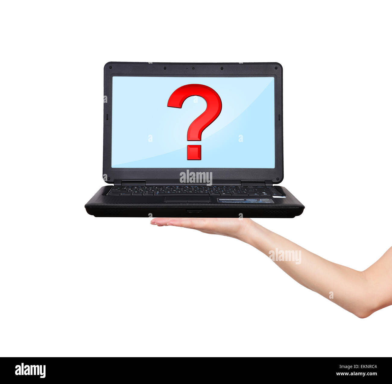 laptop with question mark Stock Photo - Alamy