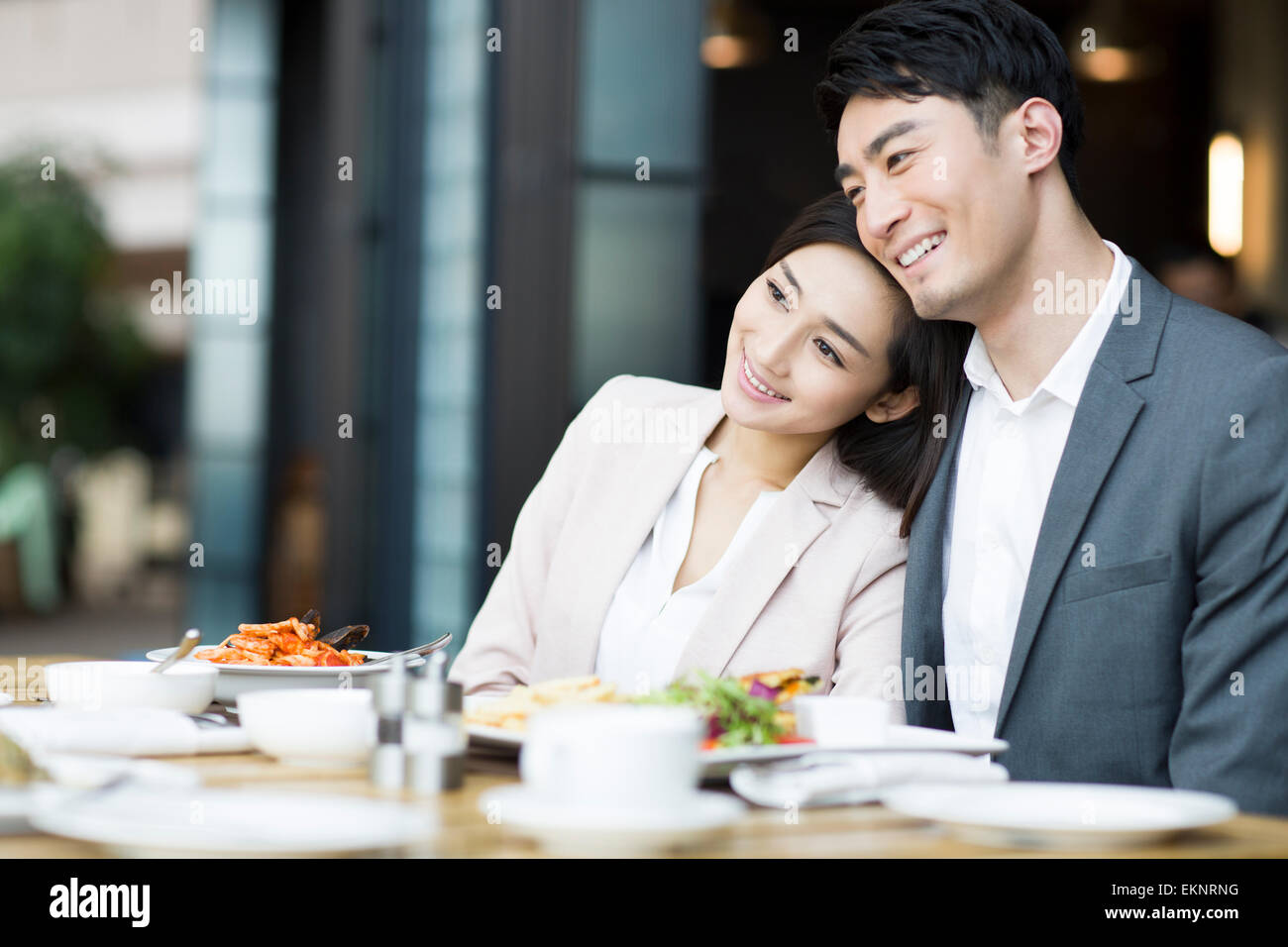 Young couple dining in restaurant Stock Photo - Alamy