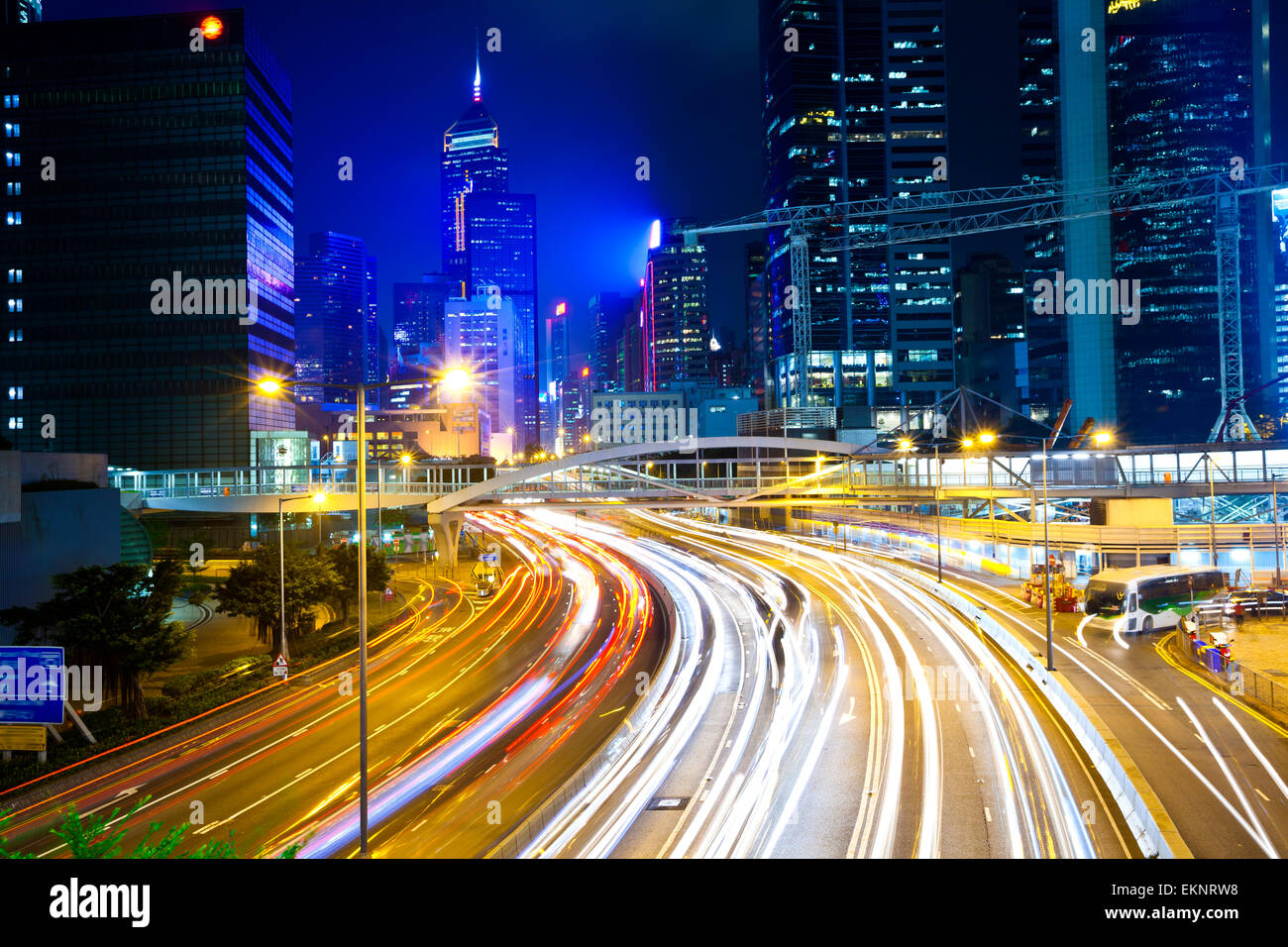 Modern city at night Stock Photo - Alamy