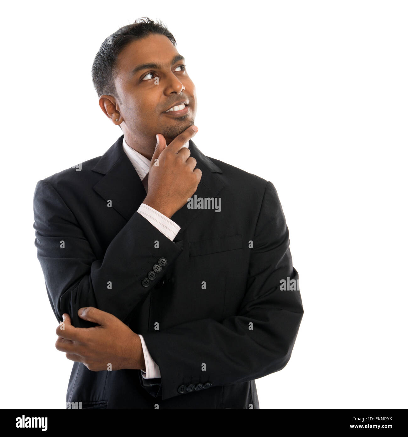 Indian man thinking Stock Photo - Alamy