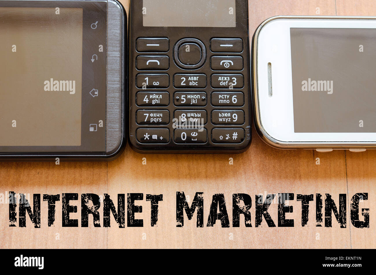 Mobile Telephones Concept - smartphone and old mobile telephone Stock ...