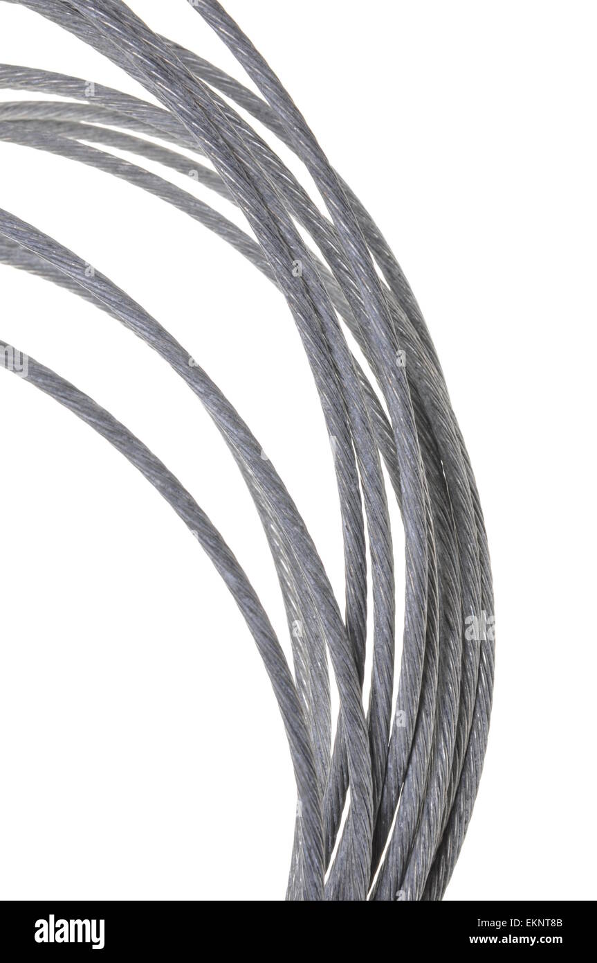 Steel rope isolated on white background Stock Photo - Alamy