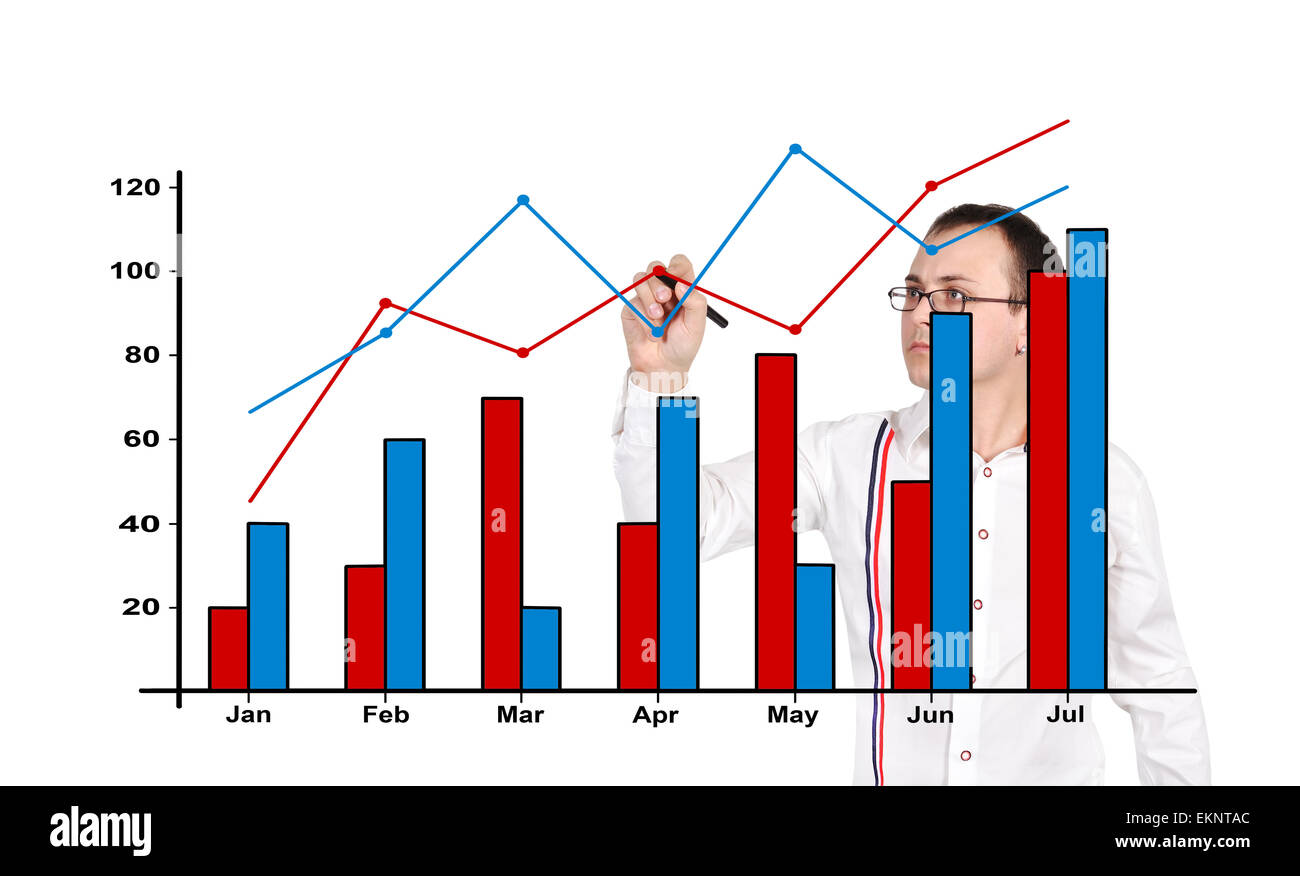 man drawing graph Stock Photo - Alamy