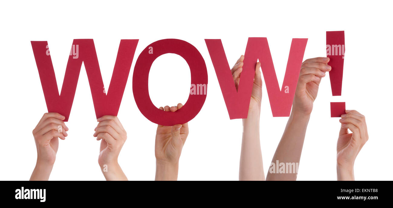 Many Caucasian People And Hands Holding Red Straight Letters Or ...