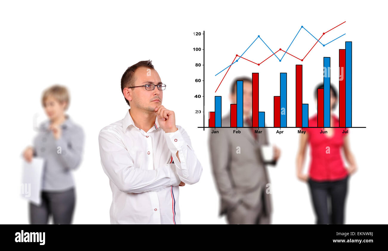 Man on stock chart Cut Out Stock Images & Pictures - Alamy