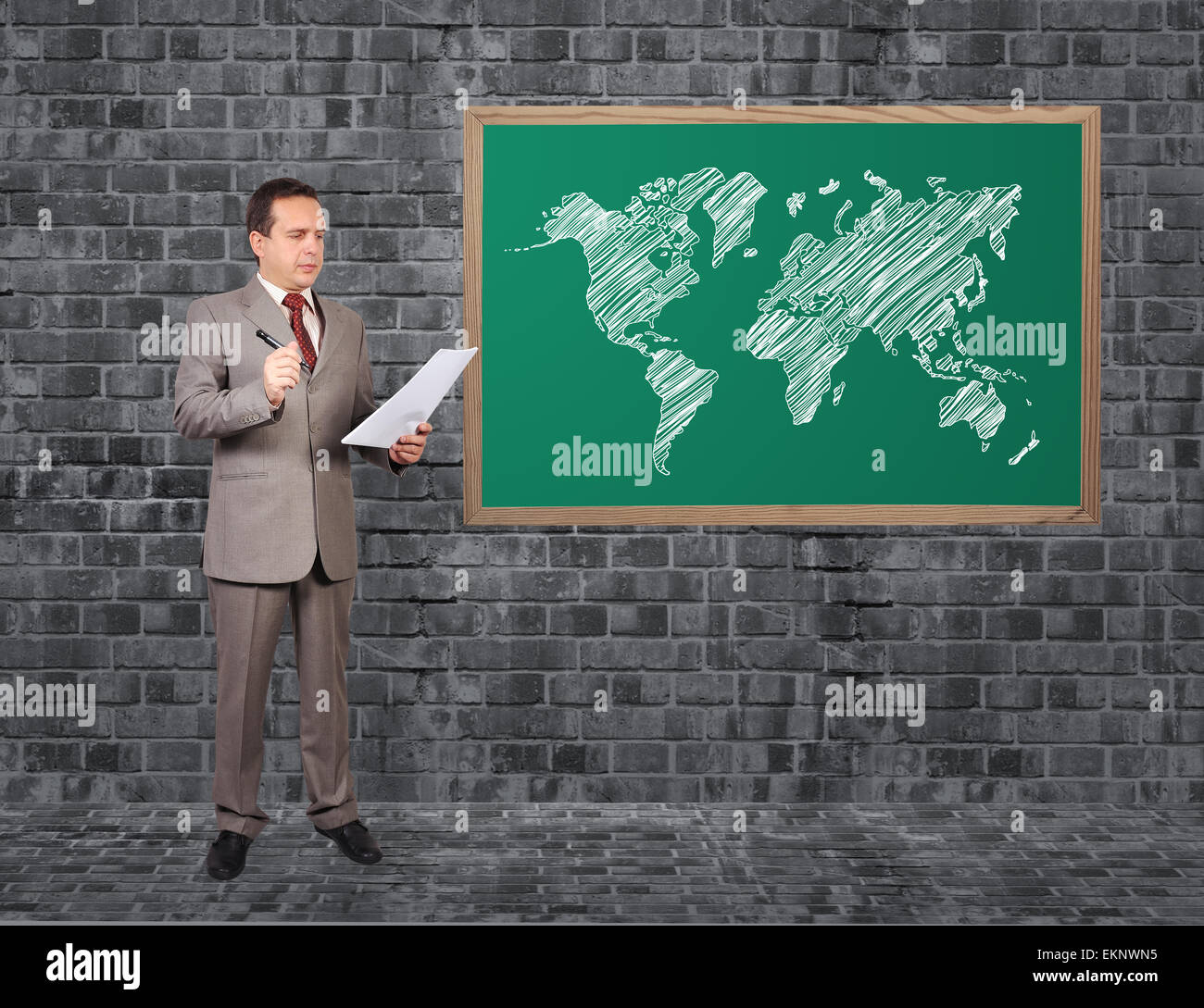 man and world map Stock Photo - Alamy