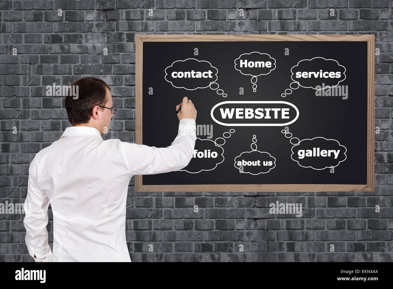 man drawing scheme website Stock Photo - Alamy