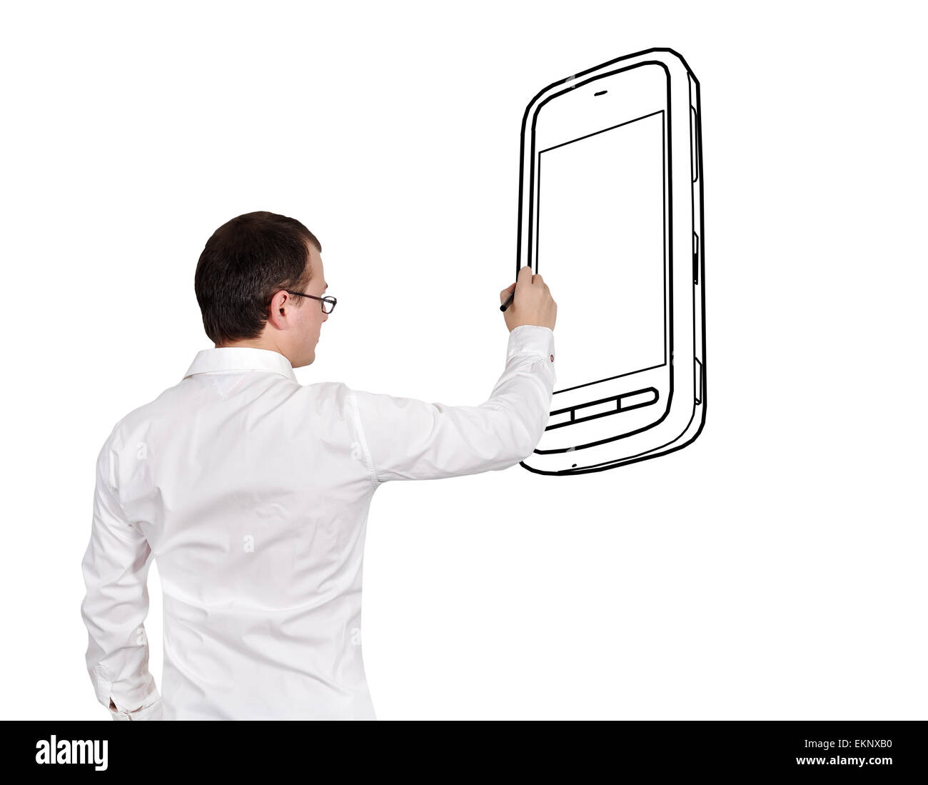man drawing phone Stock Photo - Alamy