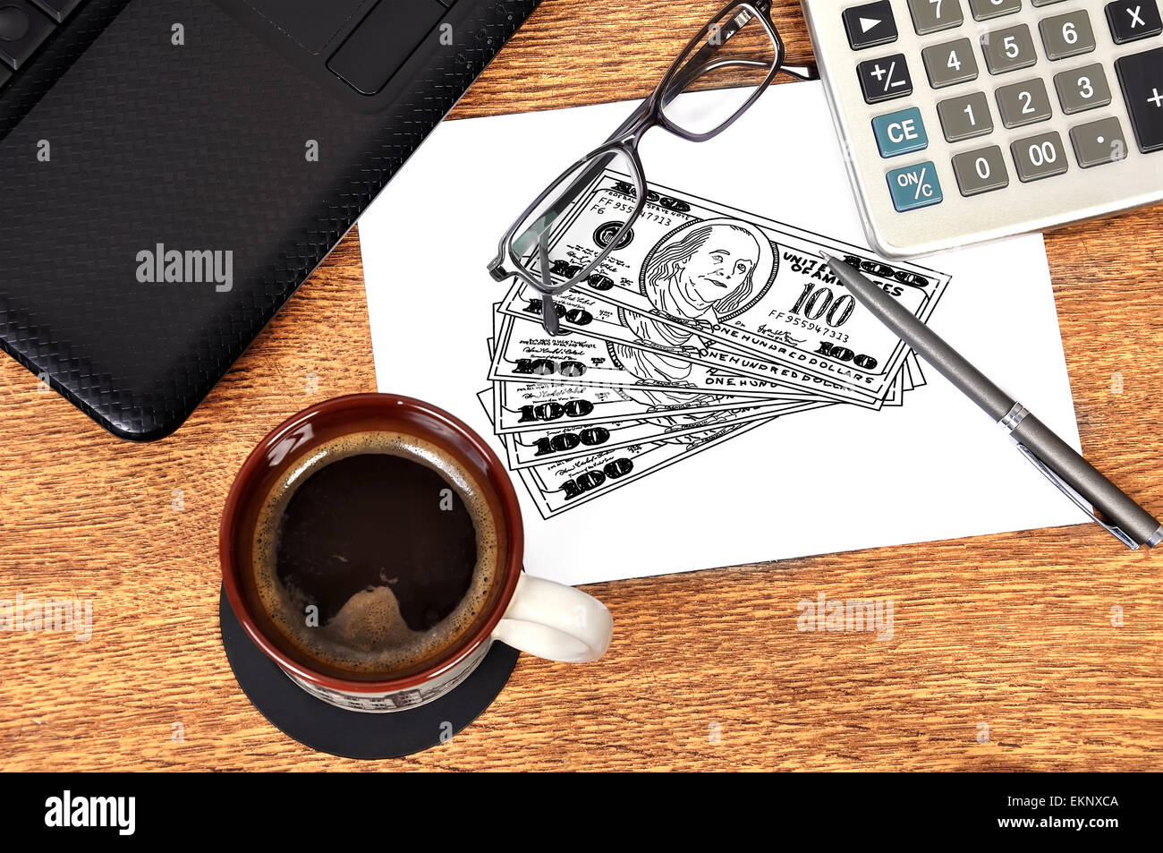 drawing dollars on paper Stock Photo - Alamy