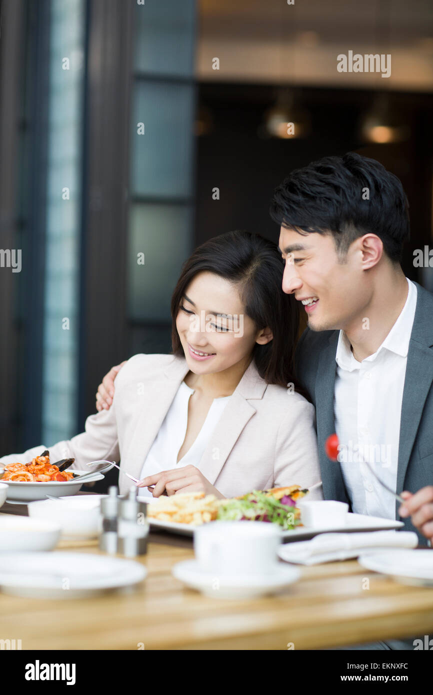 Young couple dining in restaurant Stock Photo - Alamy