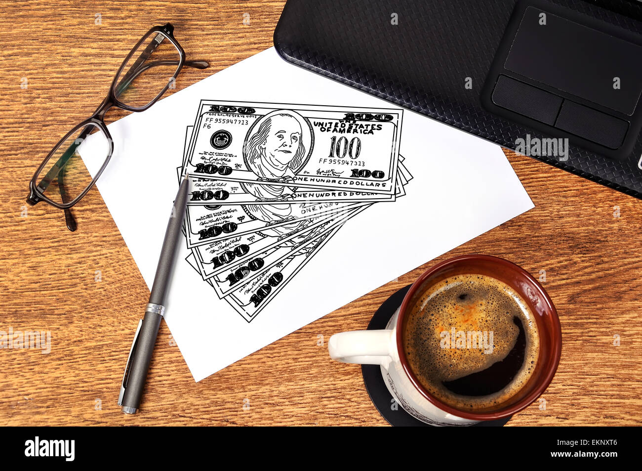 drawing dollars on paper Stock Photo - Alamy